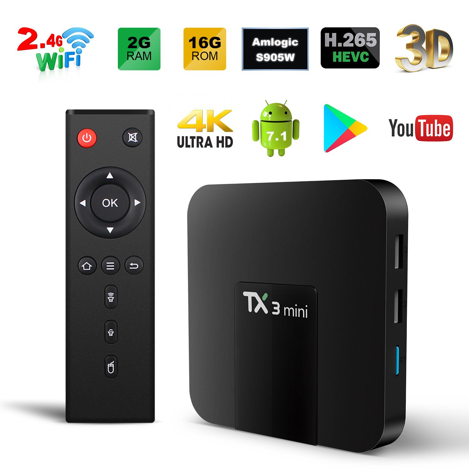 TX3 Mini Android 7.1 TV BOX 2GB/16GB 4K TV 2.4GHz WiFi TV Box | Buy ...