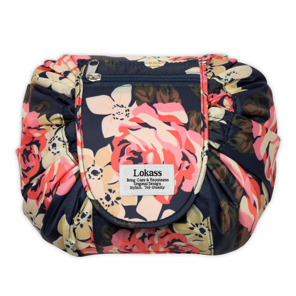 Portable Toiletry Bag Lazy Drawstring Makeup Bag - Blue Peony | Buy ...