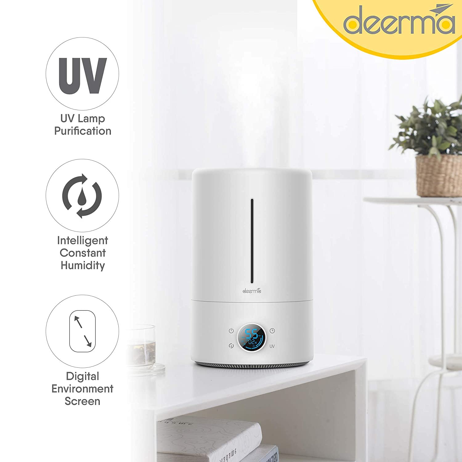 Deerma F628S Smart Humidifier With UV Lamp Sterilization Room Air Purifier | Buy Online | Ubuy ...