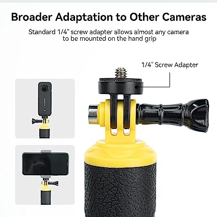 TELESIN Rubber Floaty Bobber Handle for GoPro & Most Action Cameras ...