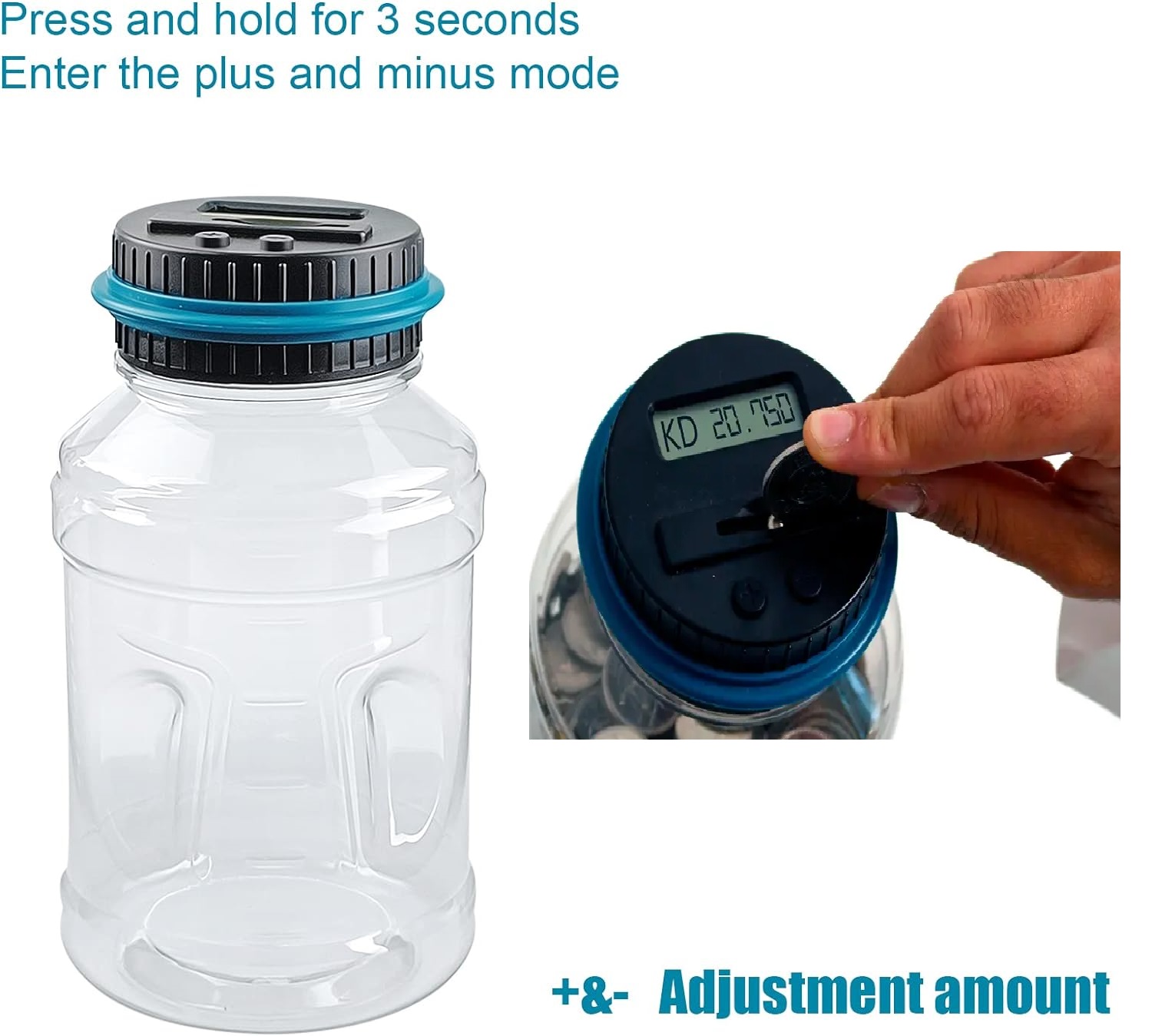 Sky Large Piggy Banks for Adults, Digital Counting Money Jar,1.8L ...