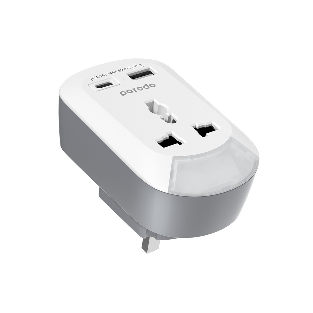 Porodo 3in1 Multi-type Socket with AC USB-A Type C UK - White | Buy ...