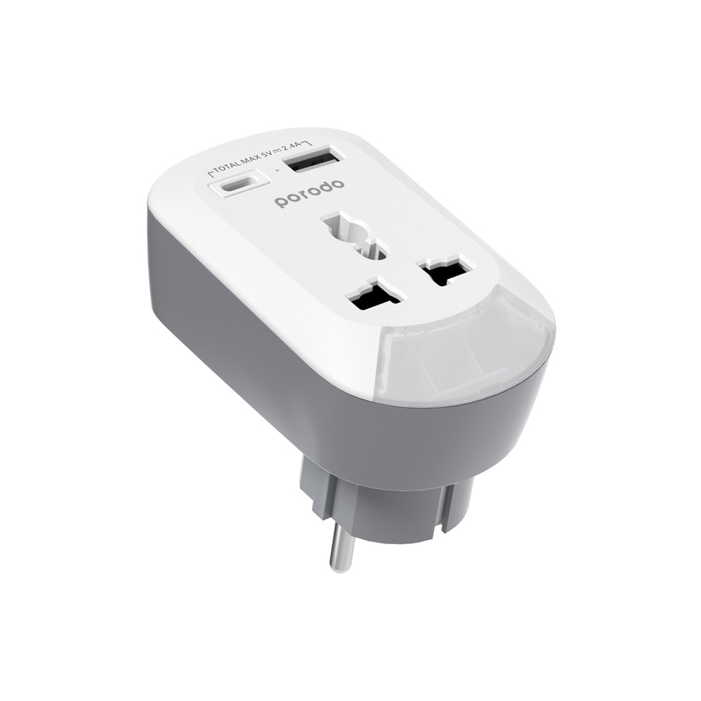 Porodo 3in1 Multi-type Socket with AC USB-A Type C EU - White | Buy ...
